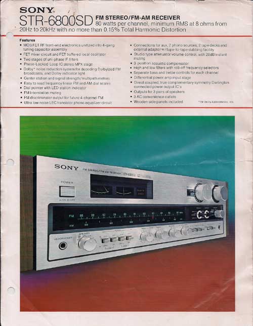classicaudio.com..... For Sale..... Sony STR-6800SD