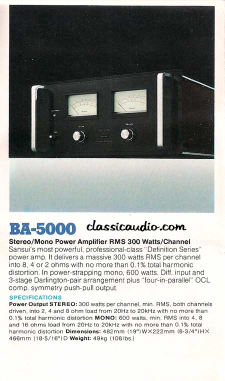 classicaudio.com..... Valuation..... Sansui BA-5000